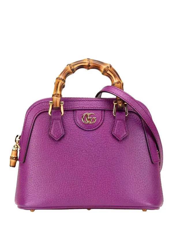 Gucci Mini Dollar Calfskin Bamboo Diana Dome Satchel - Purple