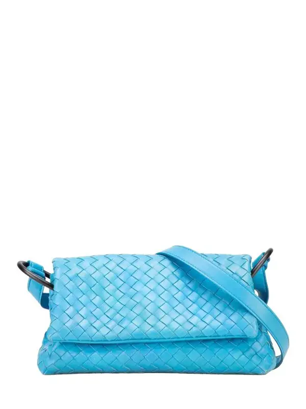 Bottega Veneta Nappa Intrecciato Flap Crossbody Bag - Blue