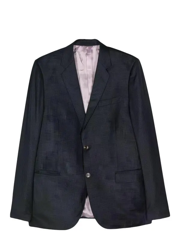 Gucci 2000s Windowpane-patterned Wool Blazer - Blue