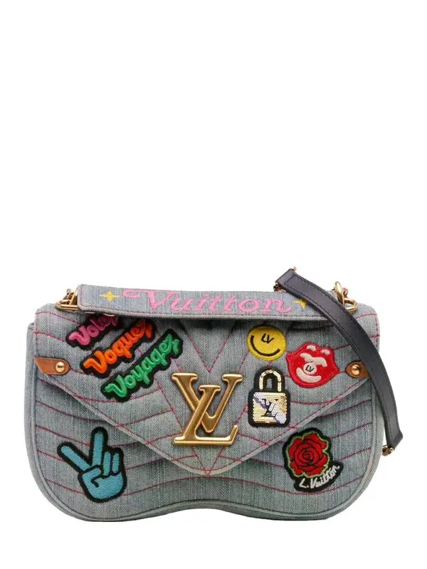 LOUIS VUITTON 2018 Limited Edition Denim Patches New Wave Chain Mm Satchel - Blue