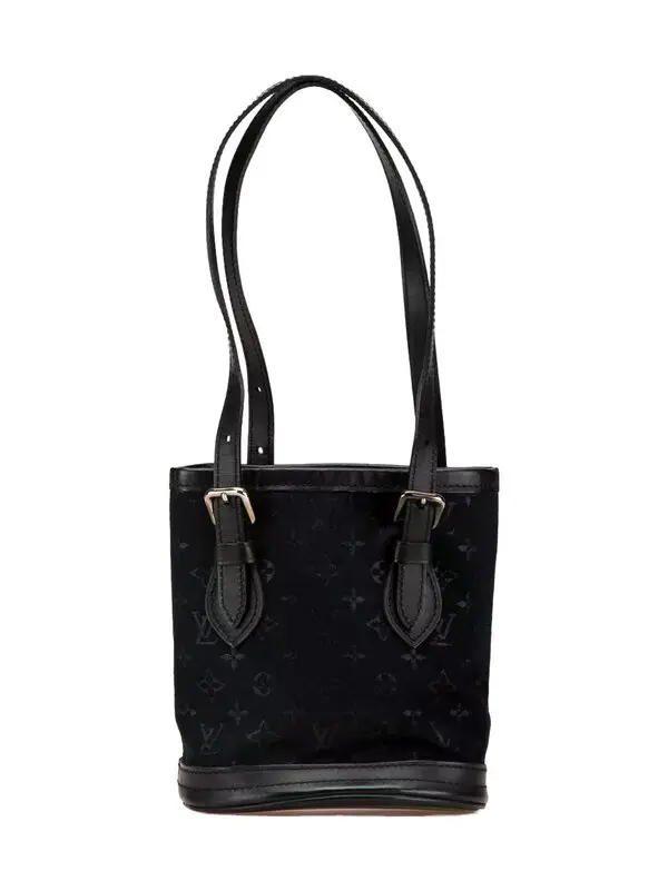 LOUIS VUITTON 2001 Monogram Mini Satin Bucket Bag - Black