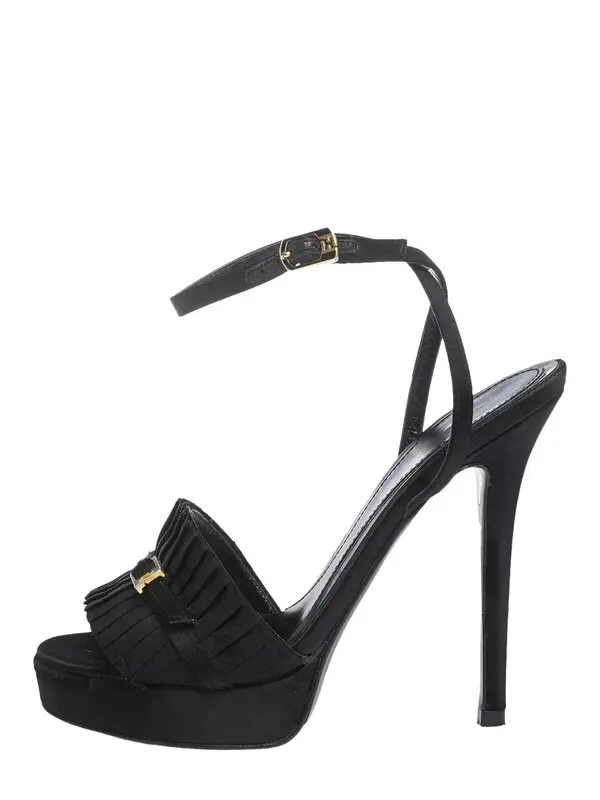 Fendi 120mm Pleated Buckled Sandals - Black