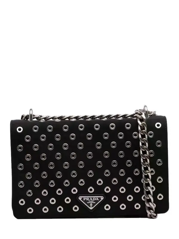 Prada Tessuto Grommet Crossbody Bag - Black