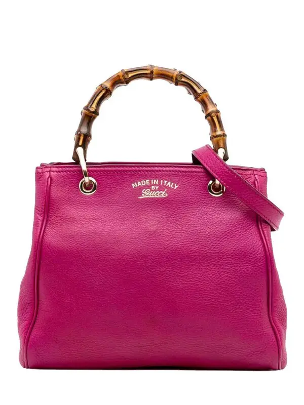 Gucci Calfskin Bamboo Shopper Satchel - Pink