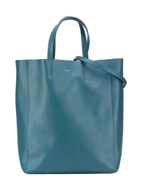 Celine Grained Calfskin Vertical Cabas Satchel - Blue