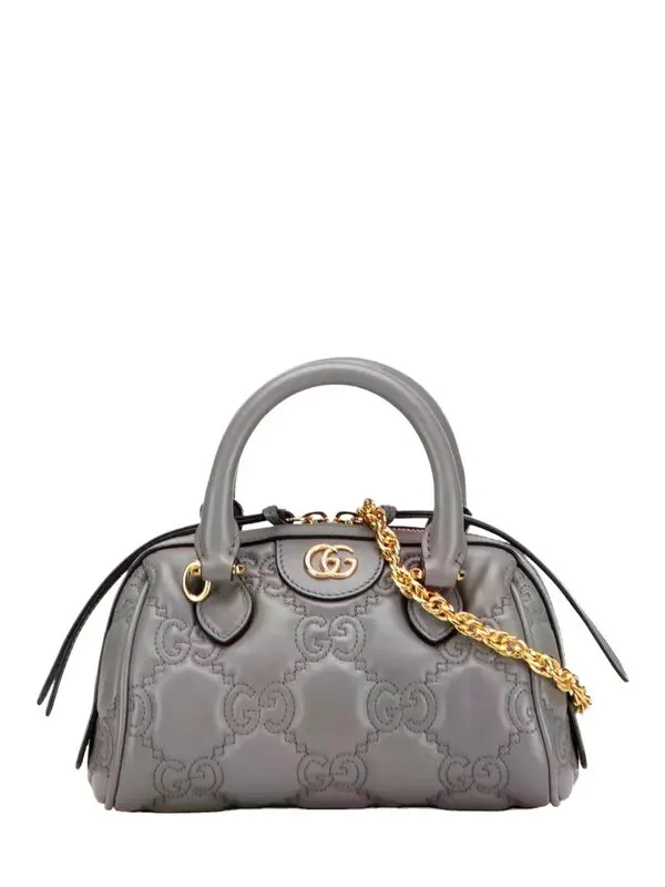 Gucci Mini Gg Matelasse Leather Marmont Satchel - Grey