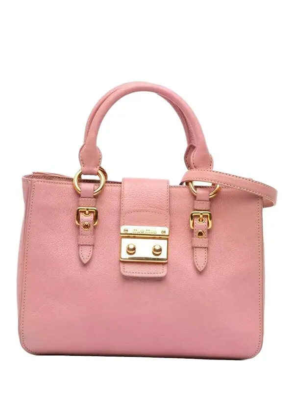 Miu Miu Goatskin Madras Satchel - Pink