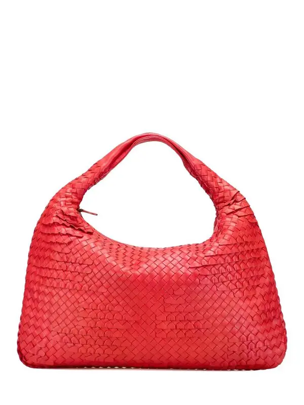 Bottega Veneta Medium Nappa Intrecciato Ruffle Veneta Hobo Bag - Red