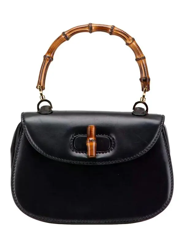Gucci 20th Century Calfskin Bamboo Night Handbag - Black
