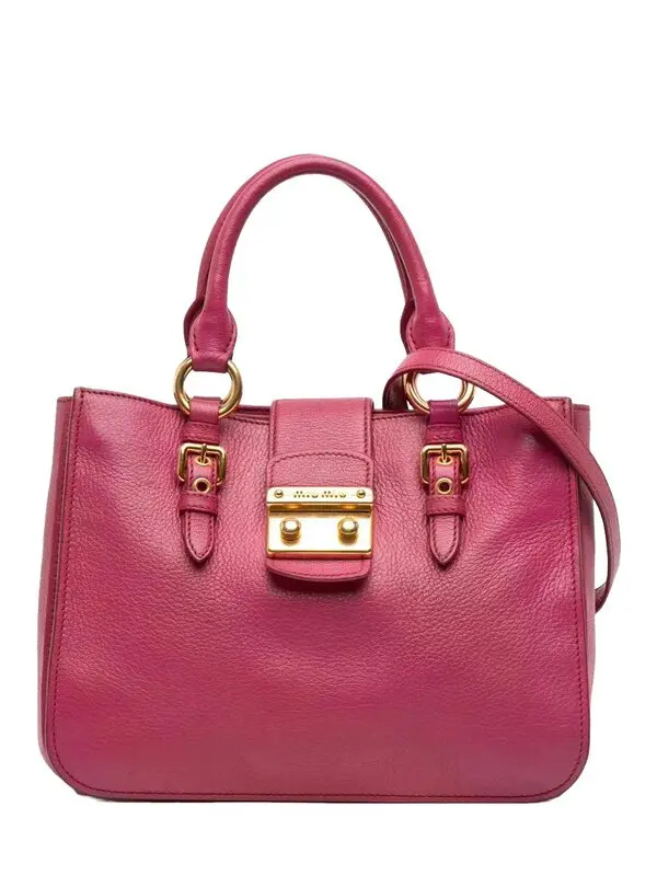 Miu Miu Goatskin Madras Satchel - Pink