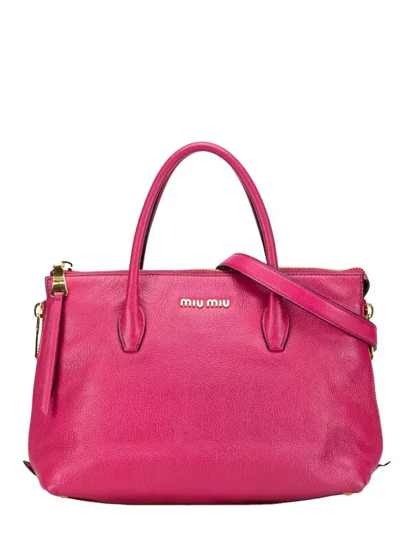 Miu Miu Goatskin Madras Satchel - Pink