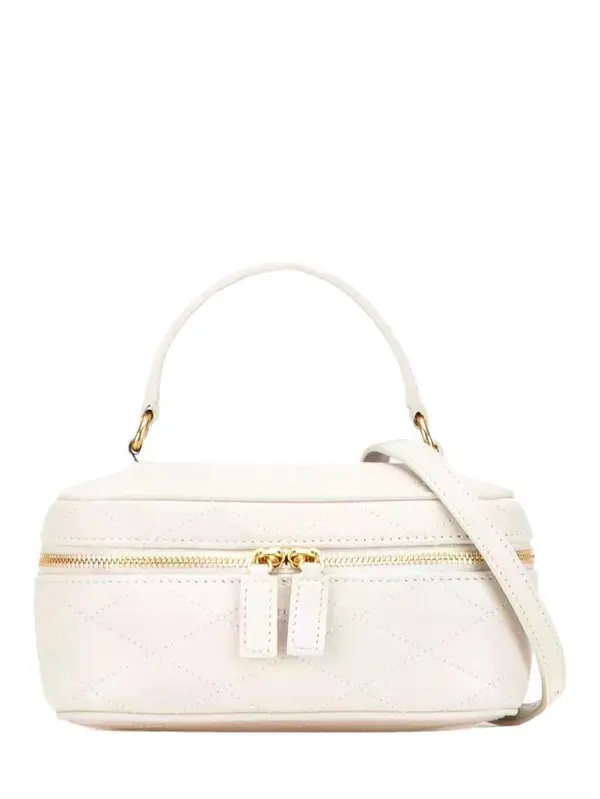 Saint Laurent Pre-owned 2021 Quilted Lambskin East West Case Vanity Bag - White