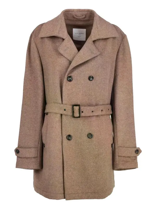 LUIGI BIANCHI Double-breasted Belted Coat - Neutrals