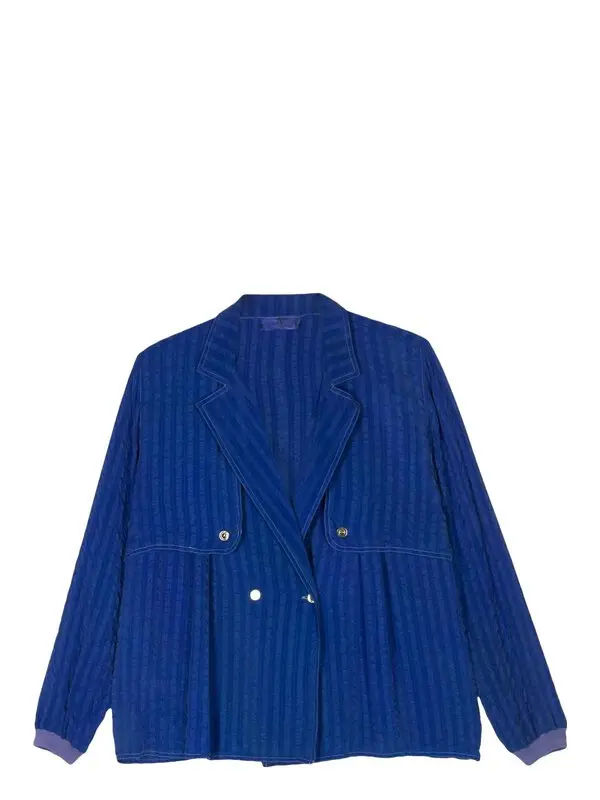 Valentino Garavani 1980s Seersucker Jacket - Blue