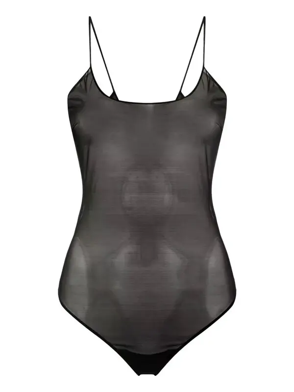Gianfranco Ferre 2000s Sheer Spaghetti-strap Bodysuit - Black