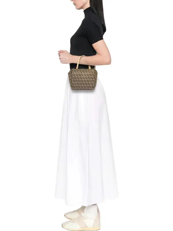 Fendi Zucchino Canvas Handbag - Brown