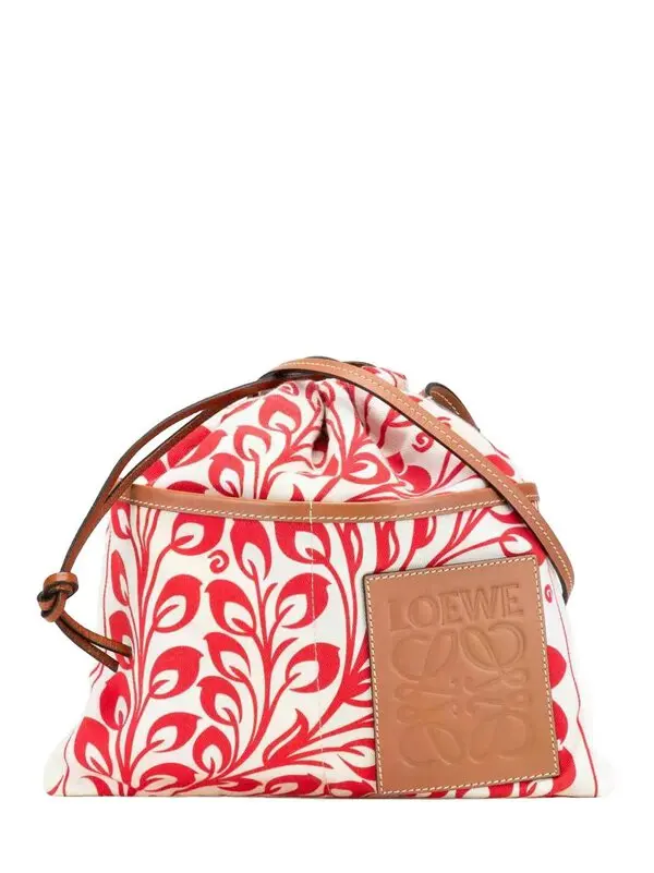 Loewe 2019 William De Morgan Small Anagram Canvas Drawstring Crossbody Bag - Red