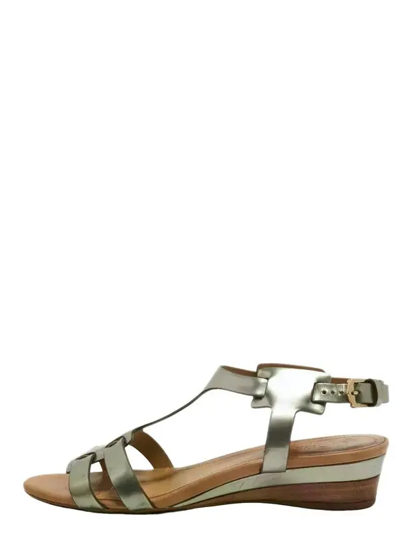 TOD'S 40mm Metallic Leather T-strap Sandals - Silver