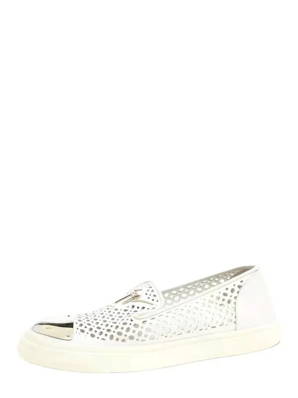 GIUSEPPE ZANOTTI Perforated Metal-toe Slip-on Sneakers - White