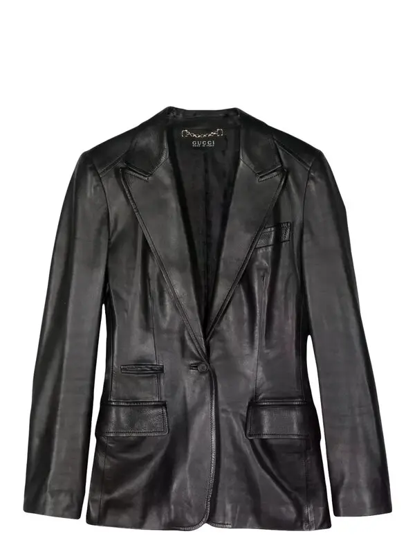 Gucci 2000's Single-breasted Leather Blazer - Black