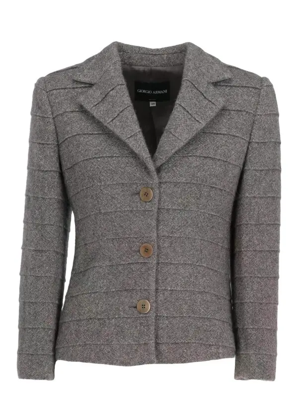 Giorgio Armani 2000 Ribbed Single-breasted Jacket - Grey