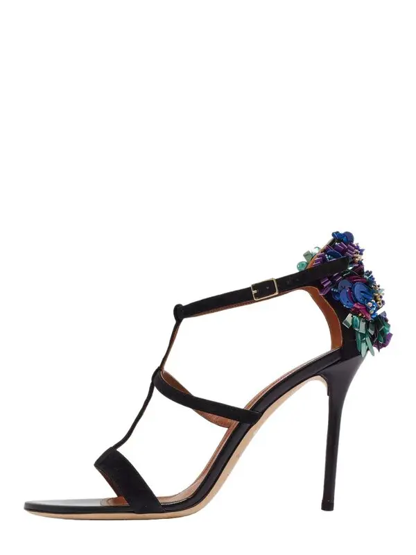 MALONE SOULIERS Embellished T-strap Sandals - Black
