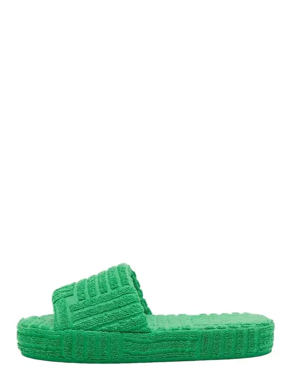 Bottega Veneta Platform Textured Slides - Green