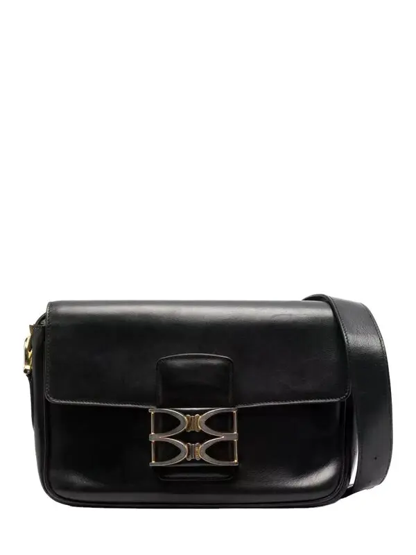 Celine 1970s Horsebit Leather Shoulder Bag - Black