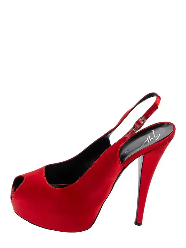GIUSEPPE ZANOTTI 150mm Satin Slingback Pumps - Red