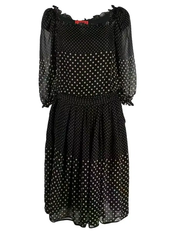 Valentino Garavani 1990s Polka-dot Silk Dress - Black