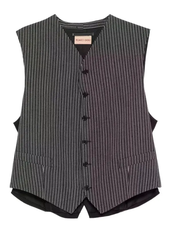 ROMEO GIGLI 1990s Striped Vest - Black