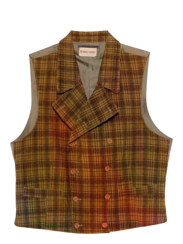 ROMEO GIGLI 1990s Checked Double-breasted Vest - Brown