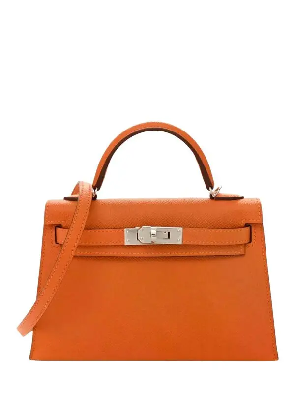Hermès 2024 Mini Kelly Sellier 20 Epsom Palladium Hardware Tote Bag - Orange