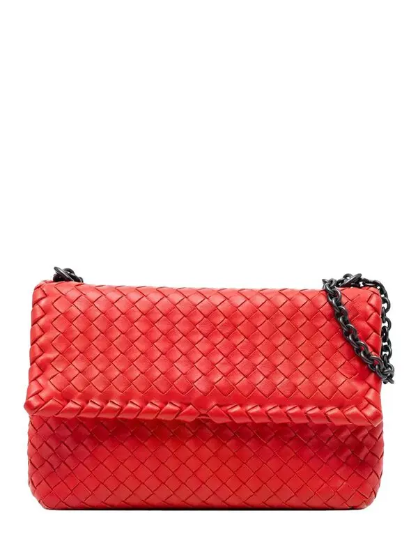 Bottega Veneta Small Nappa Intrecciato Olimpia Shoulder Bag - Red