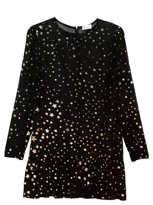 Valentino Garavani 2010s Star-print Silk Dress - Black