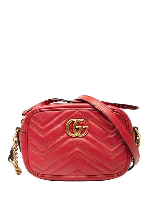Gucci Mini Gg Marmont Matelassé Leather Crossbody Bag - Red