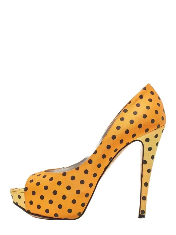 GINA 100mm Polka-dot Print Heeled Pumps - Orange