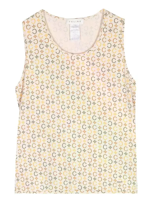 Celine 1990-2000s Macadam Stretch-cotton Tank Top - Neutrals