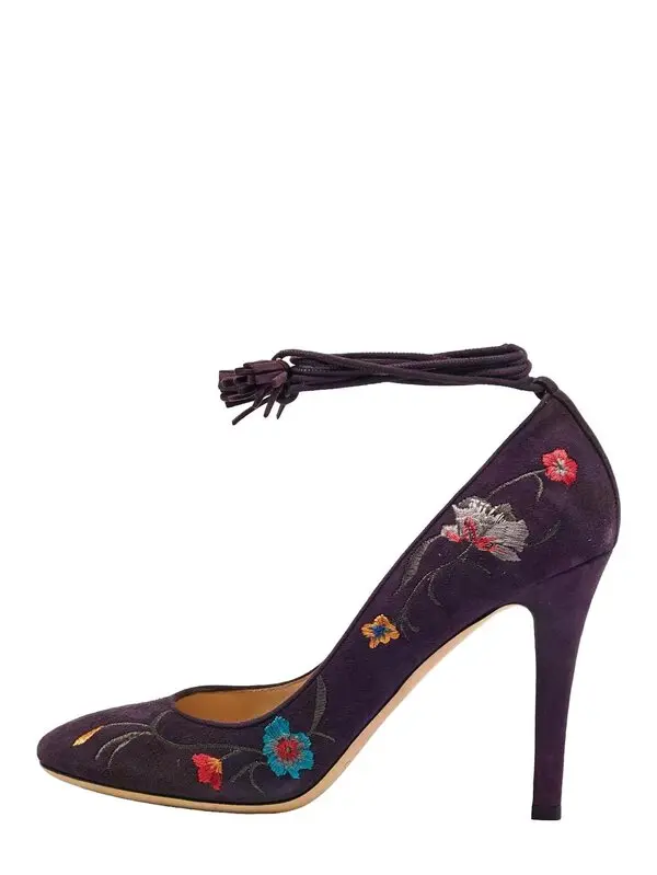 JIMMY CHOO 105mm Embroidered Suede Pumps - Purple