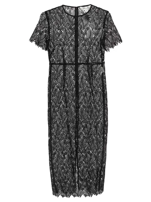 Diane Von Furstenberg Lace Floral Midi Dress - Black