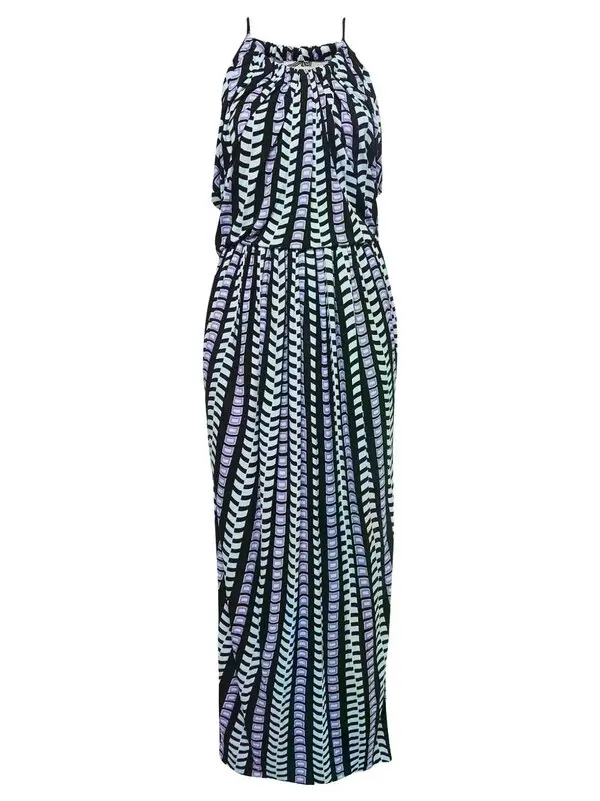 Balenciaga Geometric-print Maxi Dress - Black