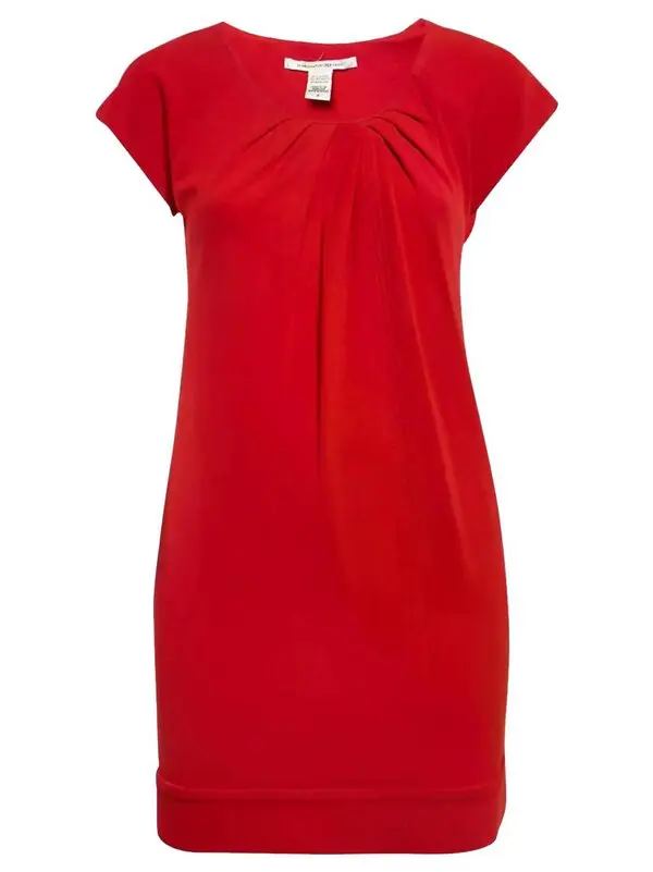 Diane Von Furstenberg Vintage Pleated-neckline Mini Dress - Red