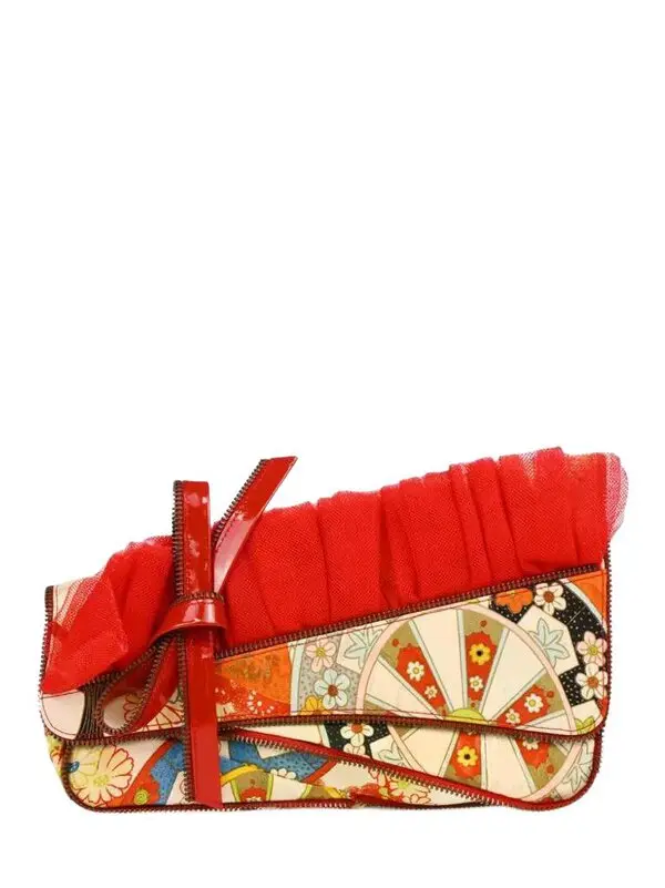Dior 2001 Embroidered Saddle Clutch - Red