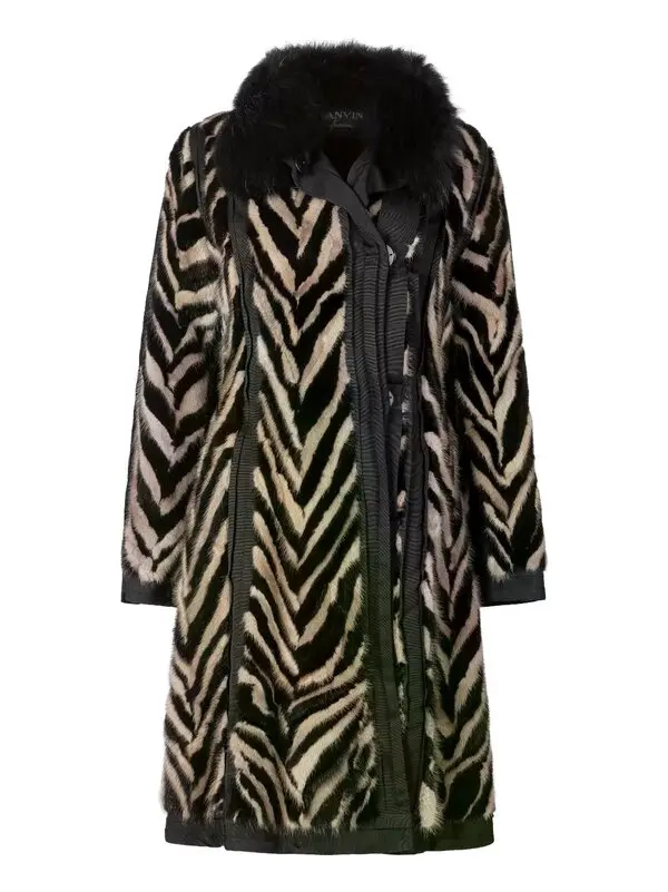 LANVIN Tiger-print Faux-fur Coat - Black