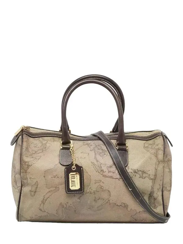 ALVIERO MARTINI 1° CLASSE 1990s Map-print Satchel Bag - Brown