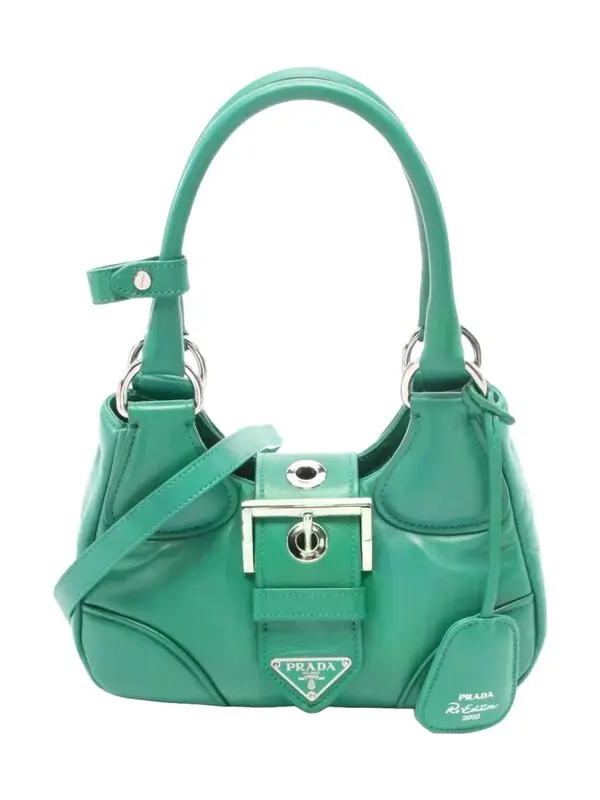 Prada Padded Leather Top Handle Bag - Green