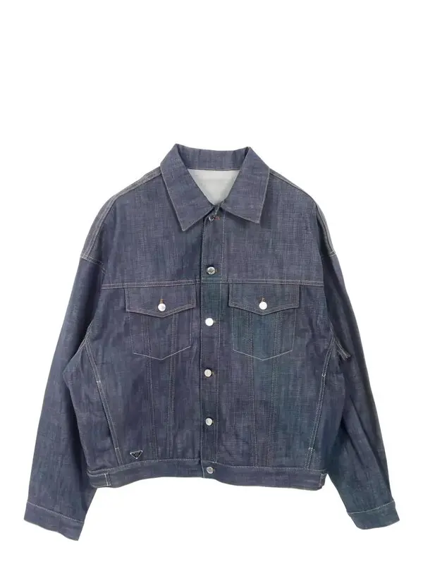 Prada 2010s Logo-plaque Denim Jacket - Blue