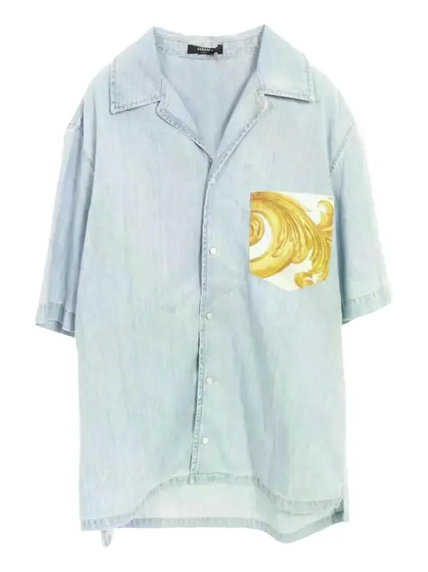 Versace 2010s Denim Short-sleeve Shirt - Blue