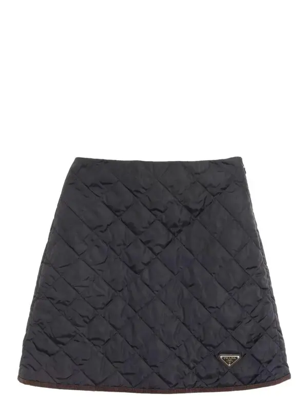 Prada 2010s Re-nylon Quilted Mini Skirt - Black