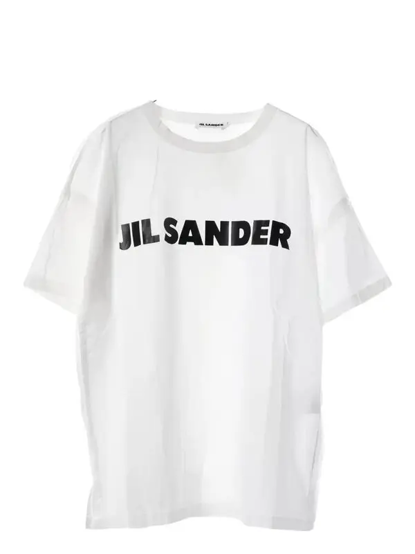 JIL SANDER 2010 Logo-print Cut-off T-shirt - White